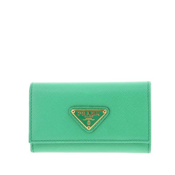 Prada | Bags | Prada Key Case Saffiano Green | Poshmark